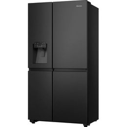 HISENSE Side-by-Side "RS818N4T", Energieeffizienz: C (A-G), silber (schwarz), Linksanschlag, K&uuml;hlschr&auml;nke, MetalCooling, No Frost Plus, mit Wassertank, Wifi, Topseller