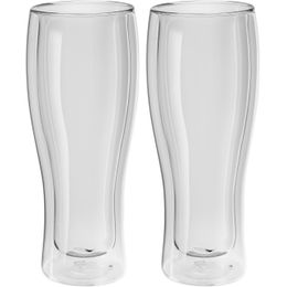 Bierglas Zwilling "Sorrento Bar", transparent, B:8,4cm H:20cm, Borosilikatglas, Trinkgefäße, Doppelwandig, Borosilikatglas, 2-tlg., je 410 ml