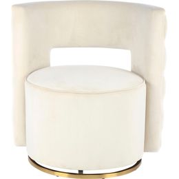 Sessel Kayoom "Drehsessel Sophistic, TOPSELLER hochwertiges Gestell aus Eisen", beige (creme, gold), B:74cm H:77,5cm T:66,5cm, Bezug:Polyester (Samt) Korpus:MDF, Sperrholz Gestell:Eisen, Sessel, Esszimmersessel Einzelsessel, drehbar, elegant, samtweich, gesteppt