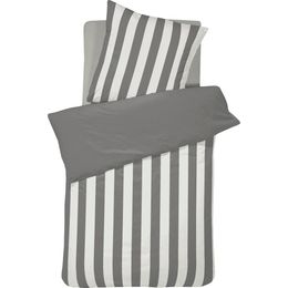 Wendebettw&auml;sche Cinderella "Laine", grau, B/L: 135cm x 200cm, 1 Stk., 1 Stk., Flanell, B/L: 80cm x 80cm, 2 Stk., Flanell, Obermaterial: 100% Baumwolle, Bettw&auml;sche, Wendebettw&auml;sche, mit zeitlosem Streifenmuster