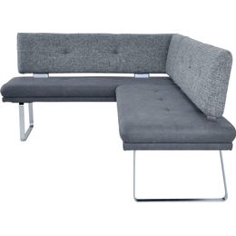 K+w Komfort & Wohnen Eckbank K+W KOMFORT & WOHNEN "Giacomo II", blau (blau, niagara blau), H:91cm T:65cm, Sitzbänke, Flachstahlkufe in edelstahlfarbig lackiert, Rücken und Sitz gesteppt