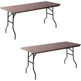 Klapptisch Essentials "Bankettisch/Klapptisch", schwarz (schwarz, holz), B:220cm H:76cm T:76cm, 13-lagige Sperrholzplatte 18mm mit Aluminium Kante + Stahl Gestell, Tische, Holz rechteckig