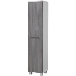 Midischrank Welltime "Trento, verschiedene Ausführungen und Farben", silber (eiche rauchsilber), B:30cm H:130cm T:27cm, MDF, Schränke, Bad-Hochschrank, Badmöbel, Breite 30 cm, 1 Tür, Made in Germany