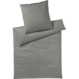 Bettwäsche Yes For Bed "Pure & Simple Uni in Gr. 135x200, 155x220 oder 200x200 cm", grau (graphit), B/L: 135cm x 200cm, 1 Stk., 1 Stk., Mako-Satin, B/L: 80cm x 80cm, 2 Stk., Mako-Satin, Obermaterial: 100% Baumwolle, Bettwäsche, Bettwäsche aus Baumwolle, zeitlose Bettwäsche mit seidigem Glanz