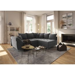 Ecksofa Collection AB "Innsbruck L-Form", grau (anthrazit), B:247cm H:87cm T:189cm, Microfaser PRIMABELLE (100% Polyester), Struktur (90% Polyester, 10% Polyacryl), Samtvelours (100% Polyester), Luxus-Microfaser Antiklederoptik (100% Polyester), Sofas, Ecksofa, inklusive Federkern, Recamiere links oder rechts montierbar