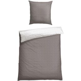 Bettwäsche Schiesser "Millie aus weicher Baumwolle mit filigranen Blüten", grau, B/L: 155cm x 220cm, 1 Stk., 1 Stk., Renforcé, B/L: 80cm x 80cm, 2 Stk., Renforcé, Obermaterial: 100% Baumwolle, Bettwäsche, MADE IN GREEN by OEKO-TEX