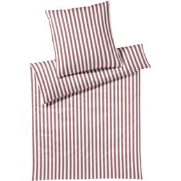Bettwäsche Elegante "Straight", rot (rouge), B/L: 135cm x 200cm, 1 Stk., 1 Stk., Mako-Jersey, B/L: 80cm x 80cm, Garnitur: 2 Stk., Mako-Jersey, Obermaterial: 100% Baumwolle, Bettwäsche, angenehmes Hautgefühl