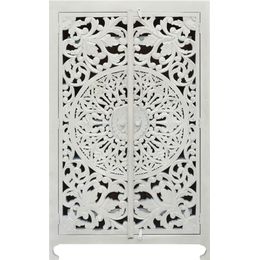 Stauraumschrank Home Affaire "Kenmare", beige (naturfarben), B:100cm H:166cm T:40cm, Massivholz, Schränke, Mangoholz, dekorative Schnitzereien, Breite 100 cm