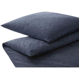Bettwäsche Elegante "Stars", blau (navy), B/L: 135cm x 200cm, 1 Stk., 1 Stk., Jacquard, B/L: 80cm x 80cm, 2 Stk., Jacquard, Obermaterial: 100% Baumwolle, Bettwäsche, angenehmes Hautgefühl