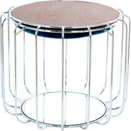 Beistelltisch Kayoom "Pouf Comfortable 110, abnehmbares und wendbares Oberteil", blau (petrol, silber, silber), B:50cm H:45cm T:50cm, Eisen, MDF, Samtbezug, Schaumstoff, Spiegel, Tische, Beistelltisch, praktisch umzuwandeln in Tisch oder Hocker, mit Spiegelglas