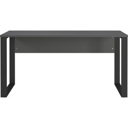 Schreibtisch Germania "GW-Rovigo", grau (graphit, schwarz, schwarz, graphit), B:150cm H:74cm T:60cm, Tische, Schreibtisch, mit Blende, frei in den Raum stellbar, Breite 150 cm, Made in Germany