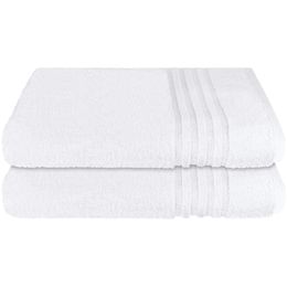 Duschtücher Schiesser "Milano aus 100% Baumwolle mit eleganter Bordüre in Hoch-Tief-Optik", weiß, B:70cm L:140cm, Frottier, Frottier, Handtücher, Made in Green