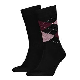 Socken Tommy Hilfiger "TH MEN SOCK CHECK 2P", Damen, Gr. 39-42, burgundy, Baumwollmischung, normal, Socken, mit klassischem Argyle-Design