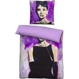 Wendebettwäsche "561804 - Sid Maurer", lila (viola), B/L: 155cm x 220cm, 1 Stk., 1 Stk., Microfaser, B/L: 80cm, 2 Stk., Microfaser, Obermaterial: 100% Polyester, CASTELL - MARKENBETTWÄSCHE, Bettwäsche, feiner Glanz + weicher Griff, pflegeleicht, ganzjährig einsetzbar, RV