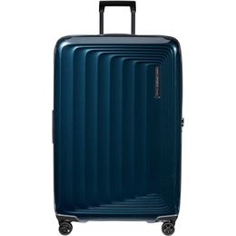 Hartschalen-Trolley Samsonite "NUON, verschiedene Größen und Farben", Gr. B/H/T: 53 x 81 x 31 125, blau (metallic dunkelblau), Polycarbonat, unifarben, Koffer, Hartschalen-Koffer TSA-Zahlenschloss Volumenerweiterung bei S/XL