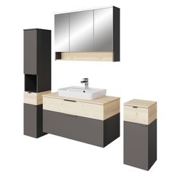 Badmöbel-Set SAPHIR "Quickset 394", grau (quarzgrau matt), Kastenmöbel-Sets