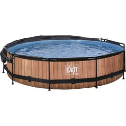 Framepool EXIT "inkl. Sonnensegel", braun, H:76cm Ø:360cm, Schwimmbecken, ØxH: 360x76 cm, mit Kartuschen-Filterpumpe & Filterkartusche