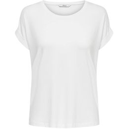 T-Shirt Only "ONLMOSTER – T-Shirt mit melierter Optik und elastischem Material", Damen, Gr. S, weiß, Jersey, Obermaterial: 75% Viskose, 20% Polyester, 5% Elasthan, unifarben, lässig geschnitten normal, Rundhals, Aufschlag, Shirts, meliert, casual, lässig geschnitten, Viskosemischung, Rundhals