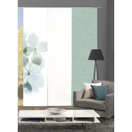 Schiebegardine Home Wohnideen "BONITA 3er SET" Gr. 1, grün (mint), B:60cm H:245cm, Polyester, Gardinen, Schiebevorhang Digidruck 3er Set BONITA