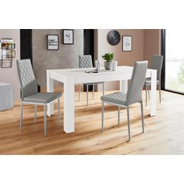 Essgruppe Inosign "Lynn160/Brooke", weiß (weiß, grau,), B:160cm, Sitzmöbel-Sets, Tisch mit 4 Stühlen