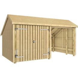 Gartenhaus Plus "Multi", beige (natur), Holzwerkstoff, Gartenhäuser, Gartenhaus 10,5 m², Doppeltür, Dachpappe/Aluleisten/H-Füße