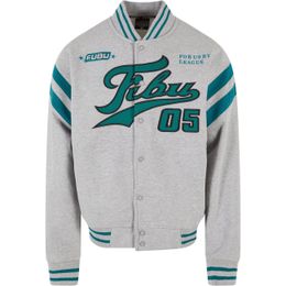 Collegejacke Fubu "Fubu Herren FM223-005-1 Varsity Sweat College Jacket", Herren, Gr. L, grün (erdgrau, grün), 80% Polyester, 20% Baumwolle, mehrfarbig, normal, amerikanischer Ausschnitt, Jacken