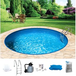 Rundpool MY POOL BWT "HOLIDAY inkl. umfangreichem Zubehör", weiß, H:150cm Ø:400cm, Schwimmbecken, Höhe 150 cm, in versch. Größen erhältlich