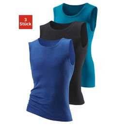 H.I.S. Muscleshirt H.I.S, Herren, Gr. 3, bunt (royalblau, schwarz, petrol), Feinripp, Obermaterial: 100% Baumwolle, unifarben, Basic, figurbetont normal, Rundhals, eingefasste Kante, Shirts, ohne Seitennähte optimale Passform