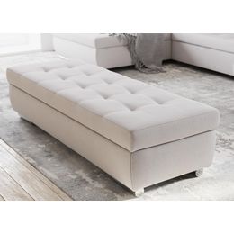 Hocker DOMO collection "Treviso XXL: B/T/H: 161/60/41 cm", beige (creme), B:161cm H:41cm T:60cm, 95% Polyester, 5% Polyamid, Hocker, Hocker mit Stauraum Polsterhocker, mit Stauraum, auch in Cord, passend zur Serie, moderne Steppung