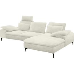 Ecksofa W.Schillig "valentinoo, Designsofa, bequem, elegant und zeitlos, L-Form", wei&szlig; (cream wei&szlig; z73), B:299cm H:83cm T:178cm, Longlife Xtra-Leder Z73: Naturwalkleder der Luxusklasse aus den erlesensten Rohh&auml;uten. Hautst&auml;rke 1, 1 &ndash; 1, 3 mm, Sofas, Ecksofa, inklusive Hocker, mit Sitztiefenverstellung, Breite 299 cm