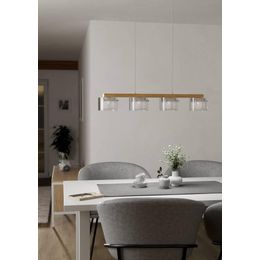 Eglo Hängeleuchte "PORTICO-Z Hängelampe Holz weiß, ZigBee 3.0, Timer, Pendelleuchte", weiß (weiß, braun weiß, klar), 4, Ø 0cm H: 110cm, 1 Stk., Leuchten, App / Sprachsteuerung Alexa, 88x15x110cm, exkl. Fernbedienung
