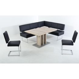 K+w Komfort & Wohnen Essgruppe K+W KOMFORT & WOHNEN, schwarz (nero 81,), B:199cm H:89cm T:158cm, Sitzmöbel-Sets, langer Schenkel links oder rechts, 2 Freischwinger, 1 Funktionstisch