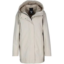 Fuchs & Schmitt Outdoorjacke FUCHS SCHMITT "Jacke", Damen, Gr. 38, grau (kitt), Web, Obermaterial: 100% Polyester. Futter: 100% Polyester. Wattierung: 100% Polyester, clean, unifarben, normal Po-bedeckend, hoch geschlossener Ausschnitt, gerader Abschluss, Jacken, mit Kapuze