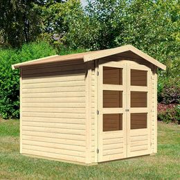 Gartenhaus Karibu "Amberg 2", beige (naturbelassen), ohne Fußboden, ohne Dacheindeckung, Holzwerkstoff, Gartenhäuser, anthrazit, naturbelassen oder terragrau