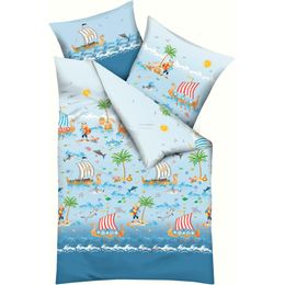 Kinderbettwäsche Kaeppel "Wikinger", blau, B/L: 140cm x 200cm, 1 Stk., 1 Stk., Renforcé, B/L: 70cm x 90cm, 2 Stk., Renforcé, Obermaterial: 100% Baumwolle, Bettwäsche, angenehm wärmend