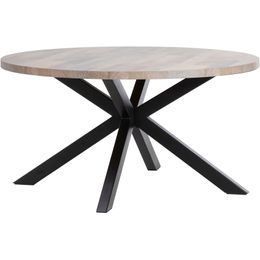 Esstisch OMG DESIGN "Charles", beige (natur, schwarz, natur), B:130cm H:77cm T:130cm, Tische, Zeitloser Landhausstil, runder Tisch, 130 cm