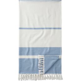 Hamamtuch Egeria "Pestemal Herri", blau, B:100cm L:180cm, Hamam Frottier, Obermaterial: 100% Baumwolle, Handtücher, 100x180 cm, mit Muster & Fransen, ideal als Strandtuch