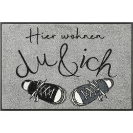 Fußmatte, grau (grau, schwarz), B:50cm H:7mm L:75cm, Polyamid, wash+dry by Kleen-Tex, Teppiche