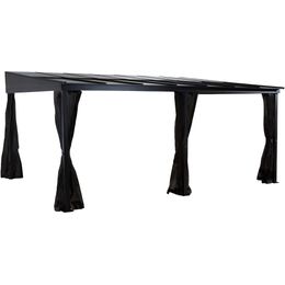 Anbaupavillon Sojag "St.Barth", grau, B/H/T: 483cm x 240cm x 363cm, Pavillons, BxTxH: 483x363x240 cm, inkl. Westmann Heizstrahler und Moskitonetz