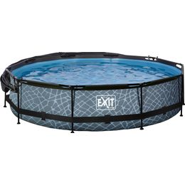 Framepool EXIT "inkl. Sonnensegel", grau, H:76cm Ø:360cm, Schwimmbecken, ØxH: 360x76 cm, mit Kartuschen-Filterpumpe & Filterkartusche