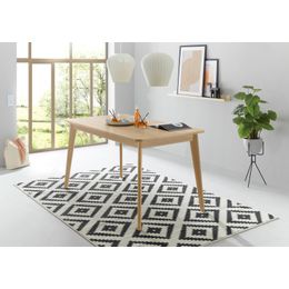 Esstisch Inosign "Torge, Tisch mit Auszugsfunktion, Küchentisch,Wohnzimmertisch", braun (scandi oak dekor, scandi oak dekor, scandi oak dekor), B:140cm H:75cm T:80cm, Tische, skandinavischer Stil, in drei Farben verfügbar, ausziehbarer Esstisch