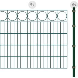 Doppelstabmattenzaun Arvotec "ESSENTIAL 100 zum Einbetonieren "Ring" mit Zierleiste", grün (dunkelgrün, kunststoff), H:100cm, Kunststoff, Stahl, Zaunelemente, Zaunhöhe 100 cm, Zaunlänge 2 - 60 m