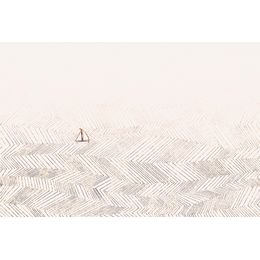Fototapete ARCHITECTS PAPER "Atelier 47 Waves Artwork 3", bunt (schwarz, hellgrau, creme), B:4m L:2,7m, Vlies, Tapeten, Vlies, Wand, Schräge, Decke