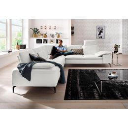Ecksofa W.Schillig "valentinoo, Designsofa, elegant und bequem, L-Form", wei&szlig; (wei&szlig; z73), B:318cm H:83cm T:298cm, Longlife Xtra-Leder Z73: Naturwalkleder der Luxusklasse aus den erlesensten Rohh&auml;uten. Hautst&auml;rke 1, 1 &ndash; 1, 3 mm, Sofas, Ecksofa, mit Sitztiefenverstellung, Breite 318 cm