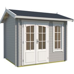 Gartenhaus Lasita Maja "Alex", grau (lichtgrau), Fußboden im Gartenhaus, Massivholzdach, Holzwerkstoff, Gartenhäuser