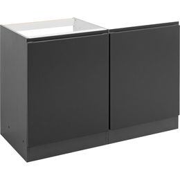 Spülenschrank KOCHSTATION "KS-Bruneck", grau (grau matt), B:60cm H:82cm T:60cm, Holzwerkstoff, Schränke, >>Bruneck<< 120 cm breit, für viel Stauraum, hochwertige MDF-Fronten