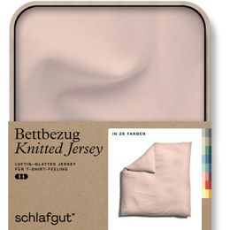 Bettbezug Schlafgut "Knitted Jersey uni, aus Bio-Baumwolle mit Elasthan, Reißverschluss", rot (rot light), B:200cm L:200cm, Jersey, Obermaterial: 95% Baumwolle, 5% Elasthan, Bettbezüge, bügelfrei, Mix & Match Bettwäsche: passender Kissenbezug erhältlich