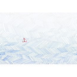 Fototapete ARCHITECTS PAPER "Atelier 47 Waves Artwork 3", bunt (dunkelblau, rot, weiß), B:4m L:2,7m, Vlies, Tapeten, Vlies, Wand, Schräge, Decke