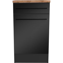 Unterschrank BASIC BY BALCULINA "Jazz 50er Unterschrank, Küchenschrank BxHxT 50x90x60 cm", schwarz (schwarz matt), B:50cm H:90cm T:60cm, Holzwerkstoff, Schränke, Unterschrank mit 1 Tür, 1 Schubkasten und 1 Einlegeboden