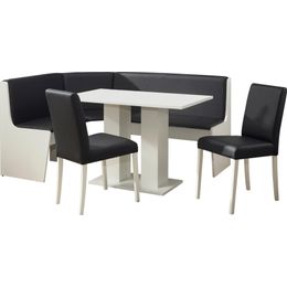 Eckbankgruppe MASSIVLINE & MORE "Sylt", weiß (holzwerkstoff mit farbe weiß, lotos 7006 schwarz, schwarz, weiß), Kunstleder, Holzwerkstoff, Kunstleder, Sitzmöbel-Sets, Eckbank ist umstellbar, Eckbank mit Truhe
